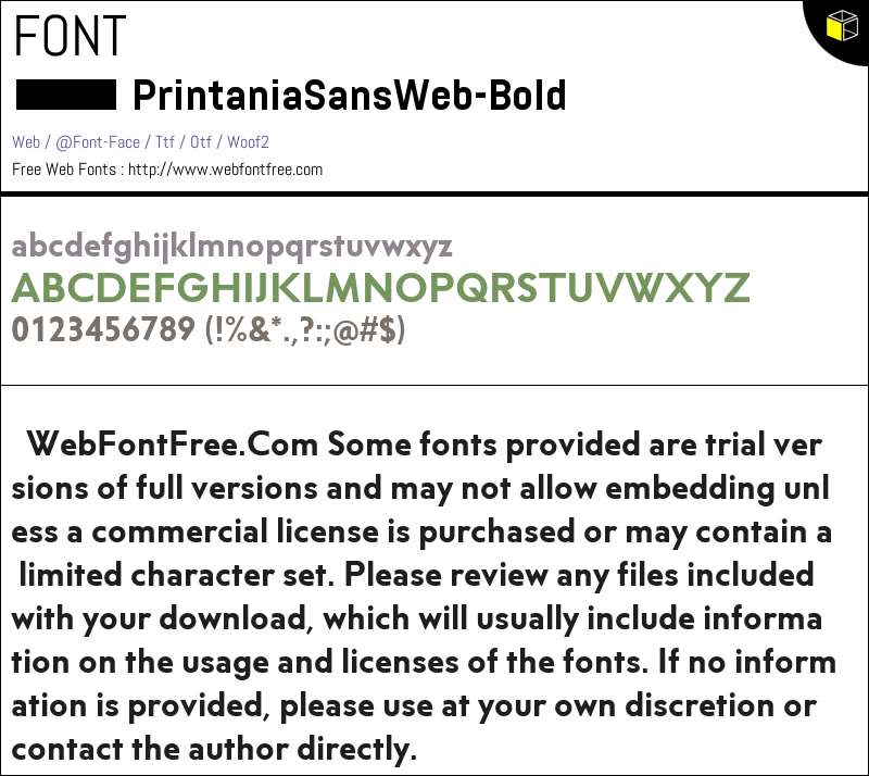 Printania Sans Web Bold Fonts Downloads - WebFontFree.Com