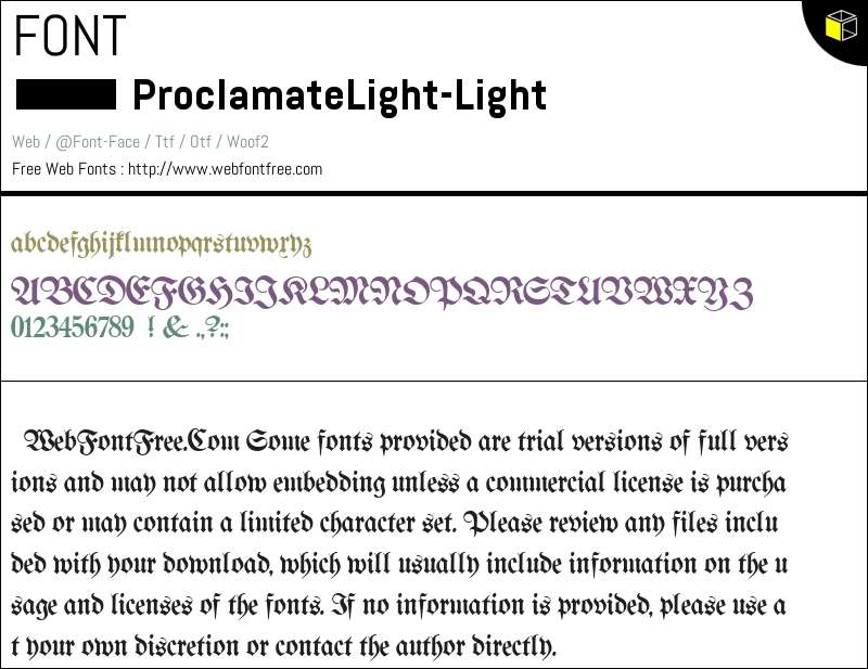 Proclamate Light Light Fonts Downloads - WebFontFree.Com
