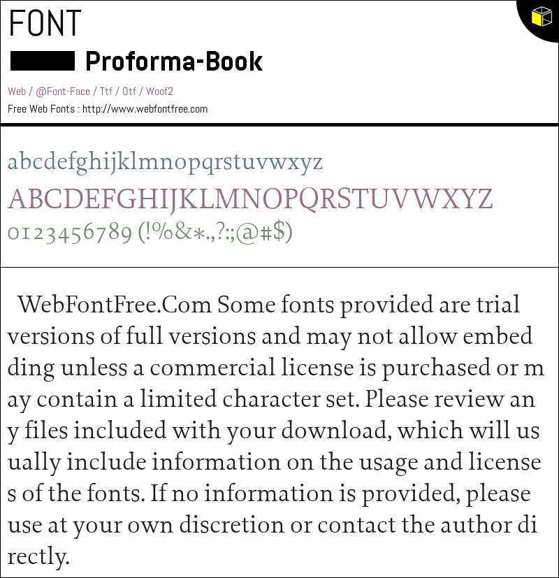 Proforma-Book Fonts Downloads - WebFontFree.Com