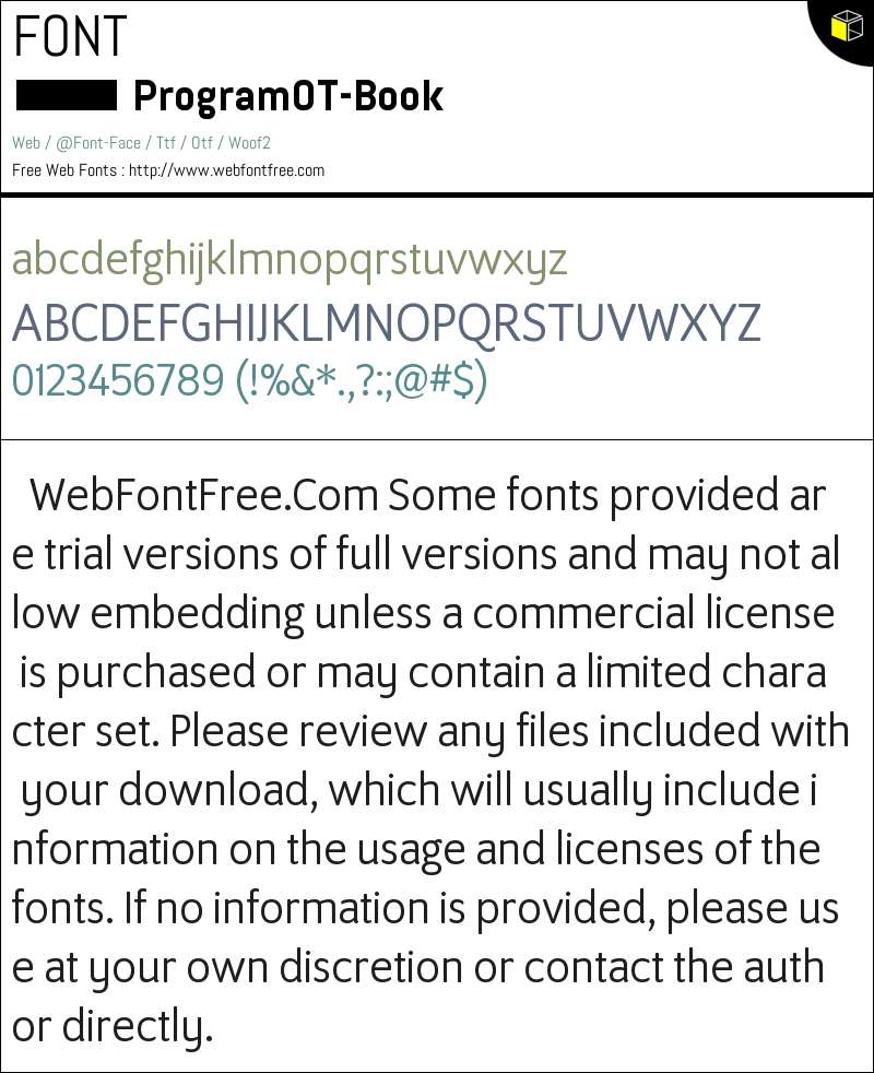 Program OT Book Fonts Downloads - WebFontFree.Com