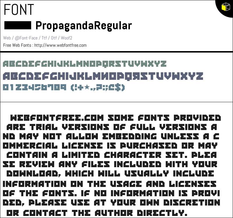 Propaganda Regular:Version 1.00 Fonts Downloads - WebFontFree.Com