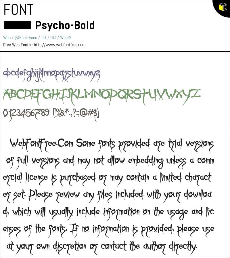 Psycho Bold Fonts Downloads - WebFontFree.Com