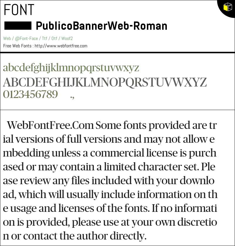 Publico Banner Web Roman Regular Fonts Downloads - WebFontFree.Com