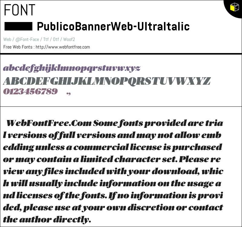 Publico Banner Web Ultra Italic Fonts Downloads - WebFontFree.Com