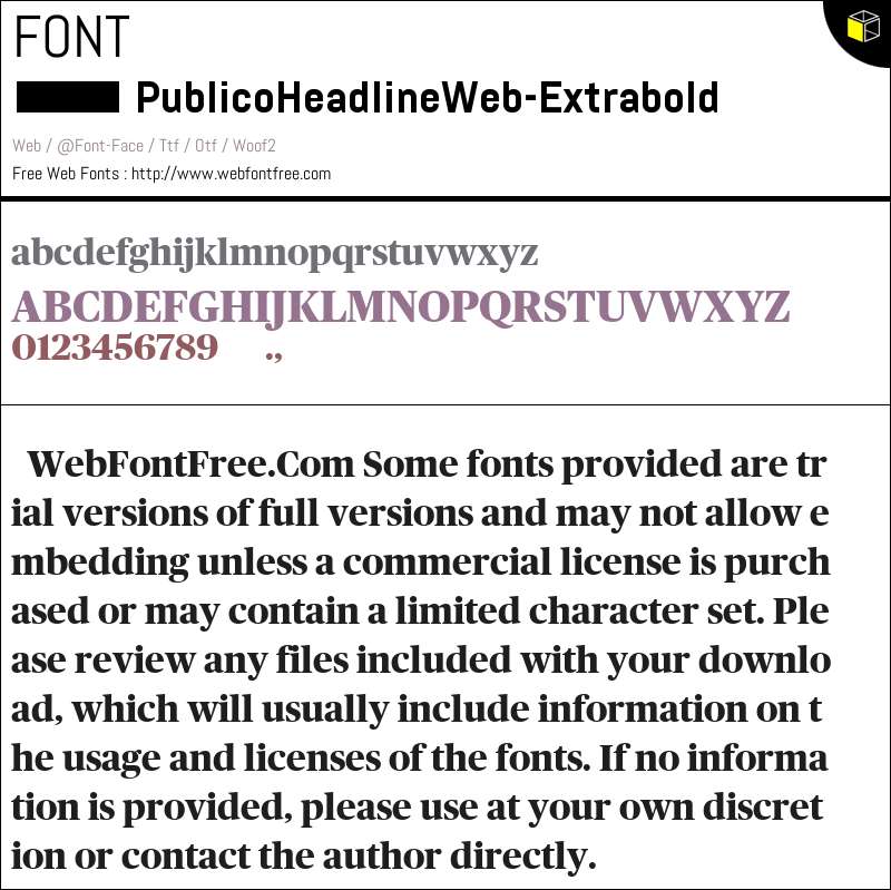 Publico Headline Web Exbold Regular Fonts Downloads - WebFontFree.Com