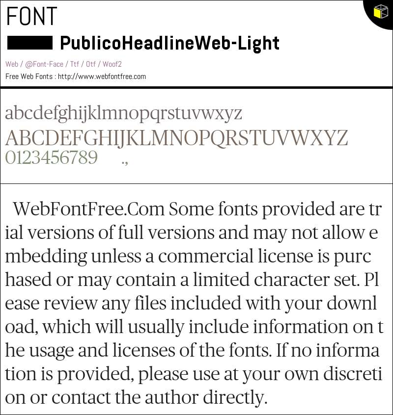 Publico Headline Web Light Regular Fonts Downloads - WebFontFree.Com