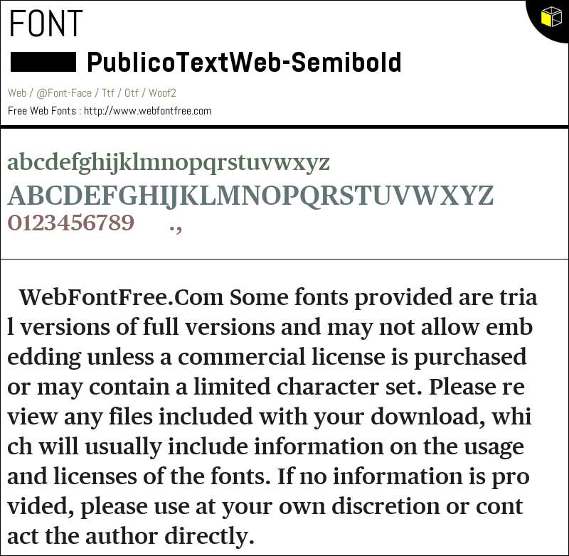 Publico Text Web Semibold Regular Fonts Downloads - WebFontFree.Com
