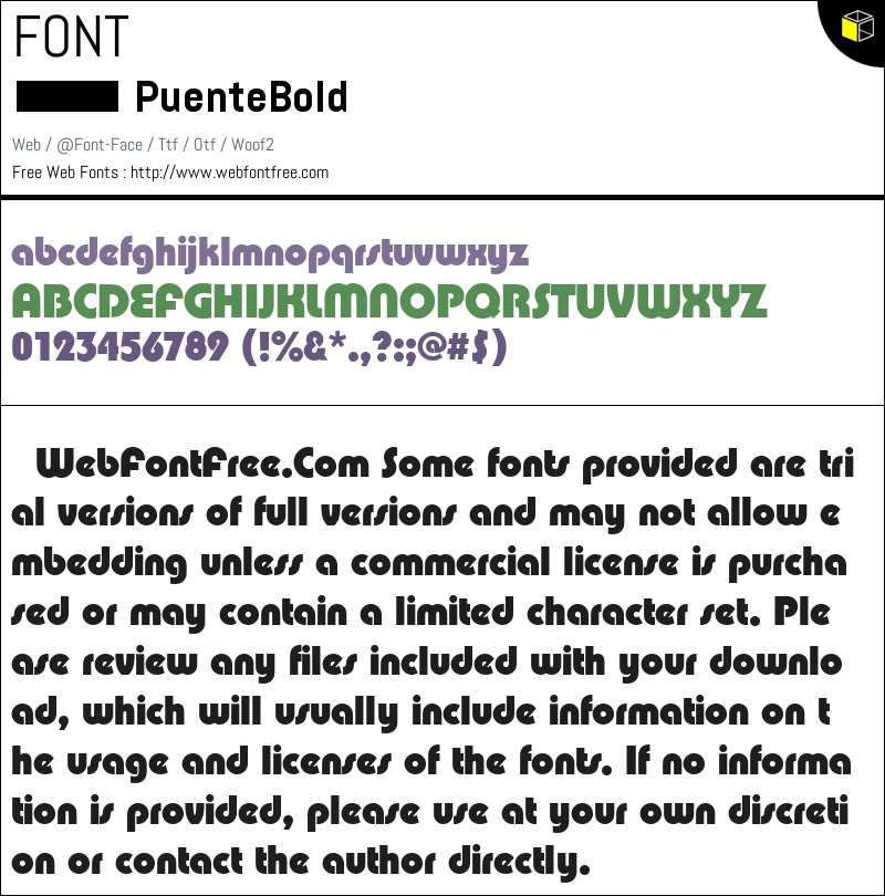 Puente-Bold Fonts Downloads - WebFontFree.Com