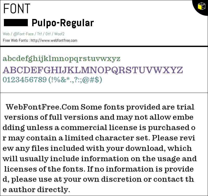 Pulpo Regular Fonts Downloads - WebFontFree.Com