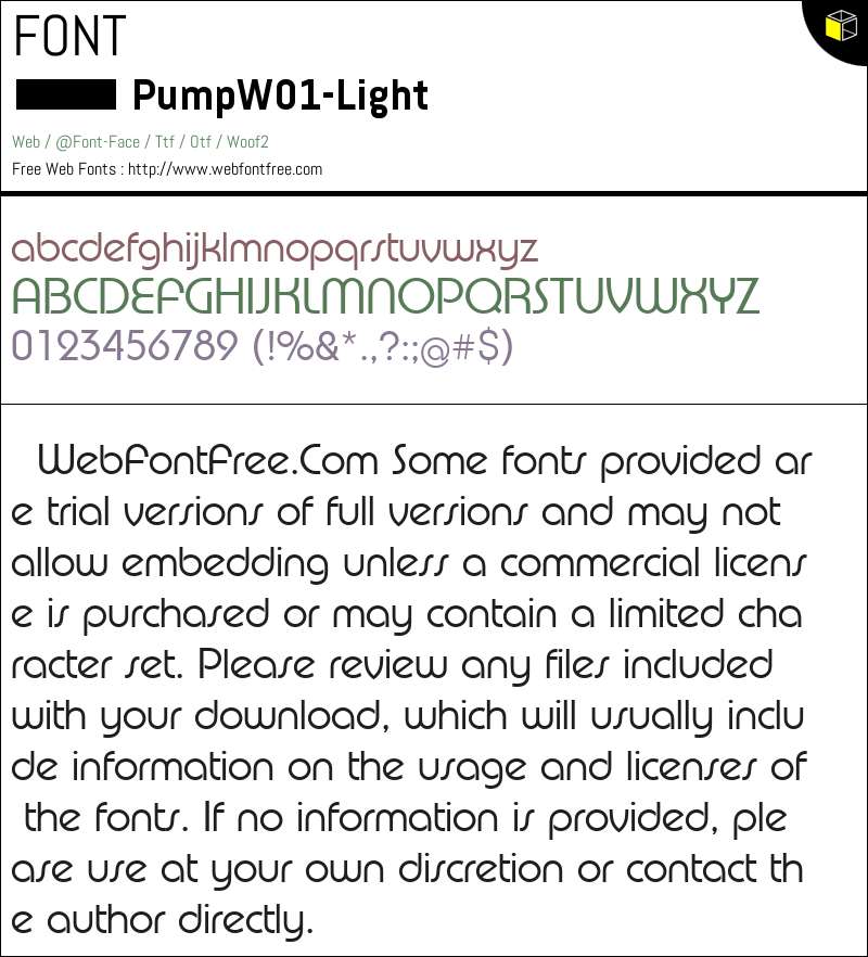 Pump W01 Light Fonts Downloads - WebFontFree.Com