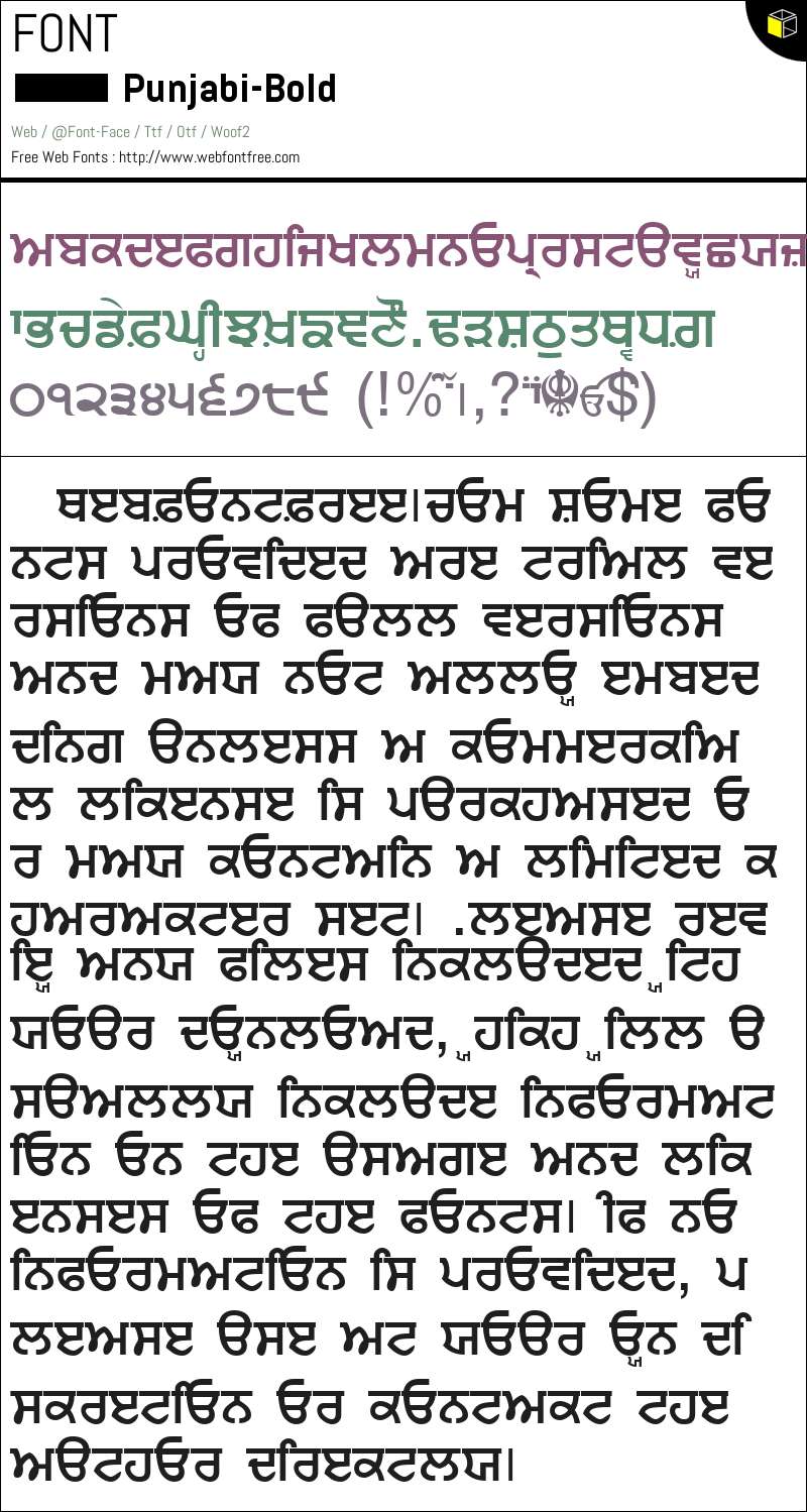 Punjabi Bold Fonts Downloads - WebFontFree.Com