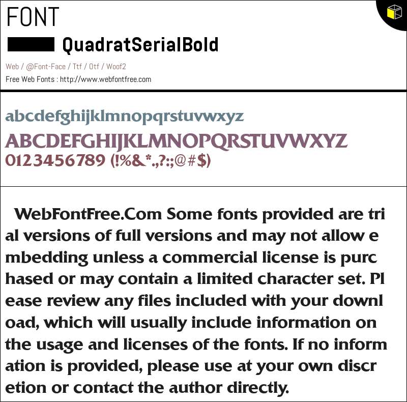 QuadratSerial-Bold 字体 下载 - WebFontFree.Com