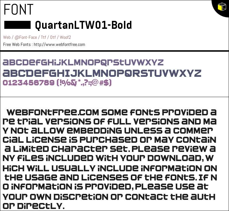 Quartan LT W01 Bold Fonts Downloads - WebFontFree.Com