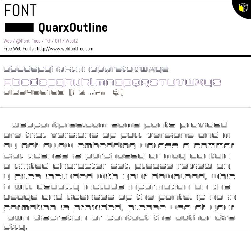 Quarx Outline Fonts Downloads - WebFontFree.Com