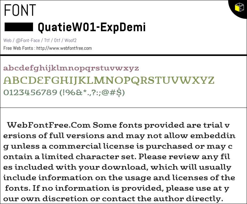 Quatie W01 Exp Demi Fonts Downloads - WebFontFree.Com