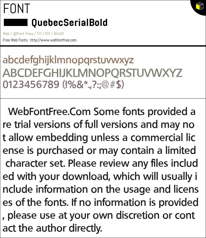 QuebecSerial-Bold Fonts Downloads - WebFontFree.Com