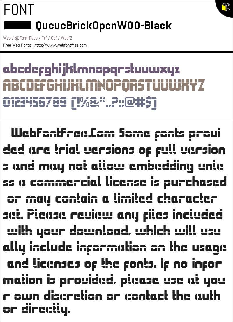 QueueBrick Open W00 Black Fonts Downloads - WebFontFree.Com