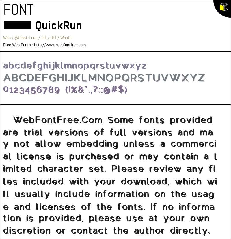 Quick Run Fonts Downloads - WebFontFree.Com