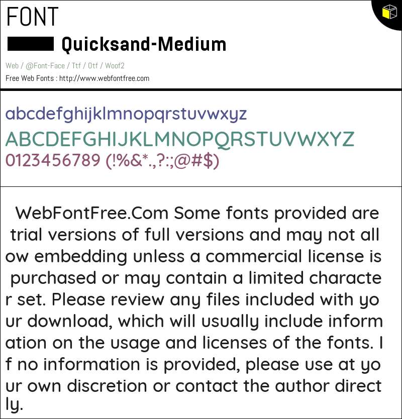 Quicksand Medium Fonts Downloads - WebFontFree.Com