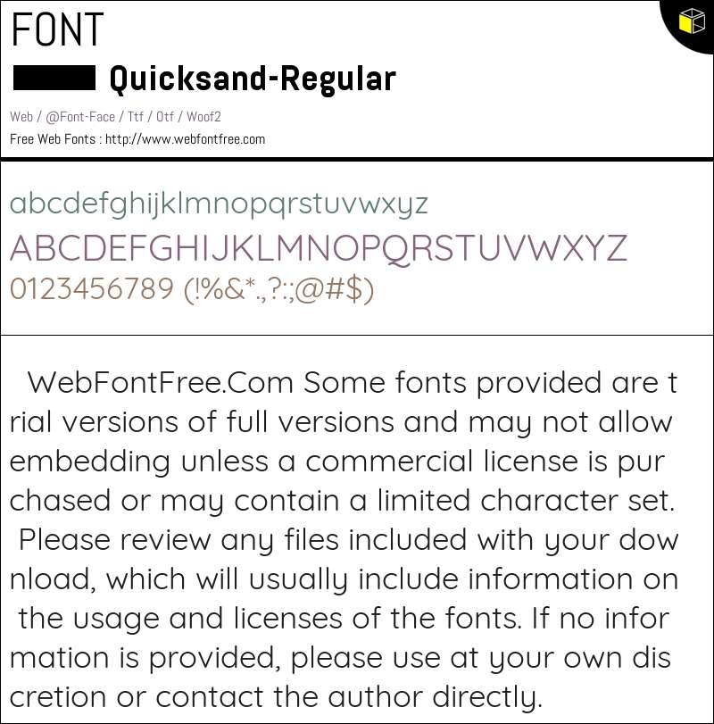 Quicksand Regular Fonts Downloads - WebFontFree.Com