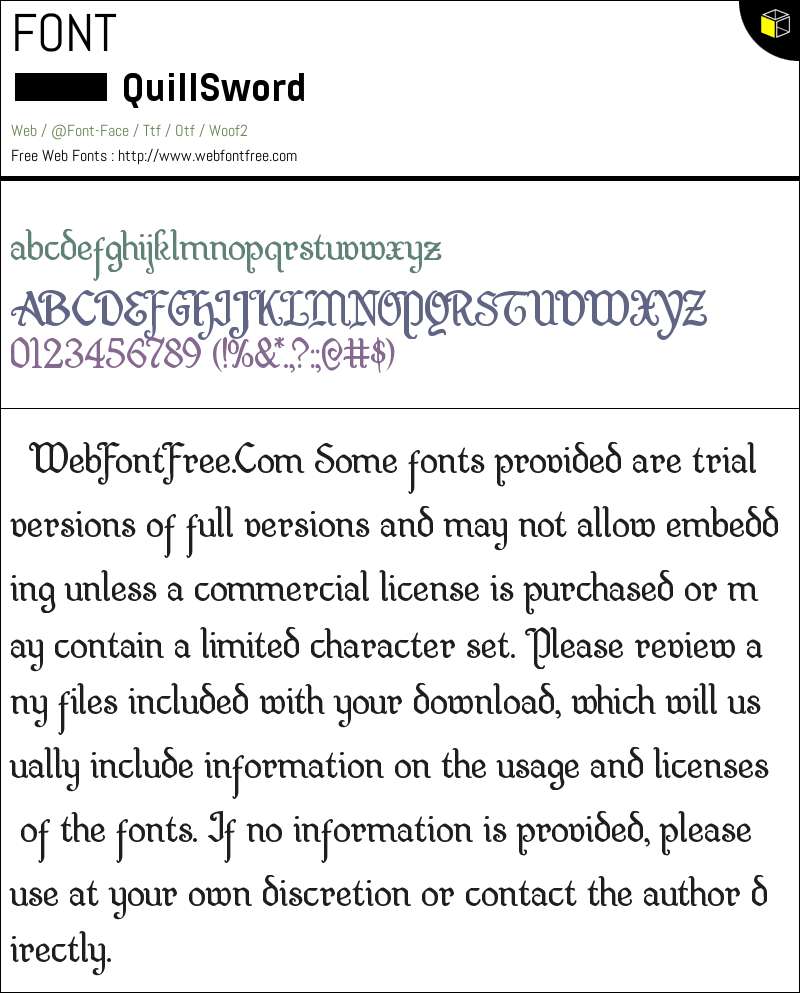 Quill Sword Fonts Downloads - WebFontFree.Com