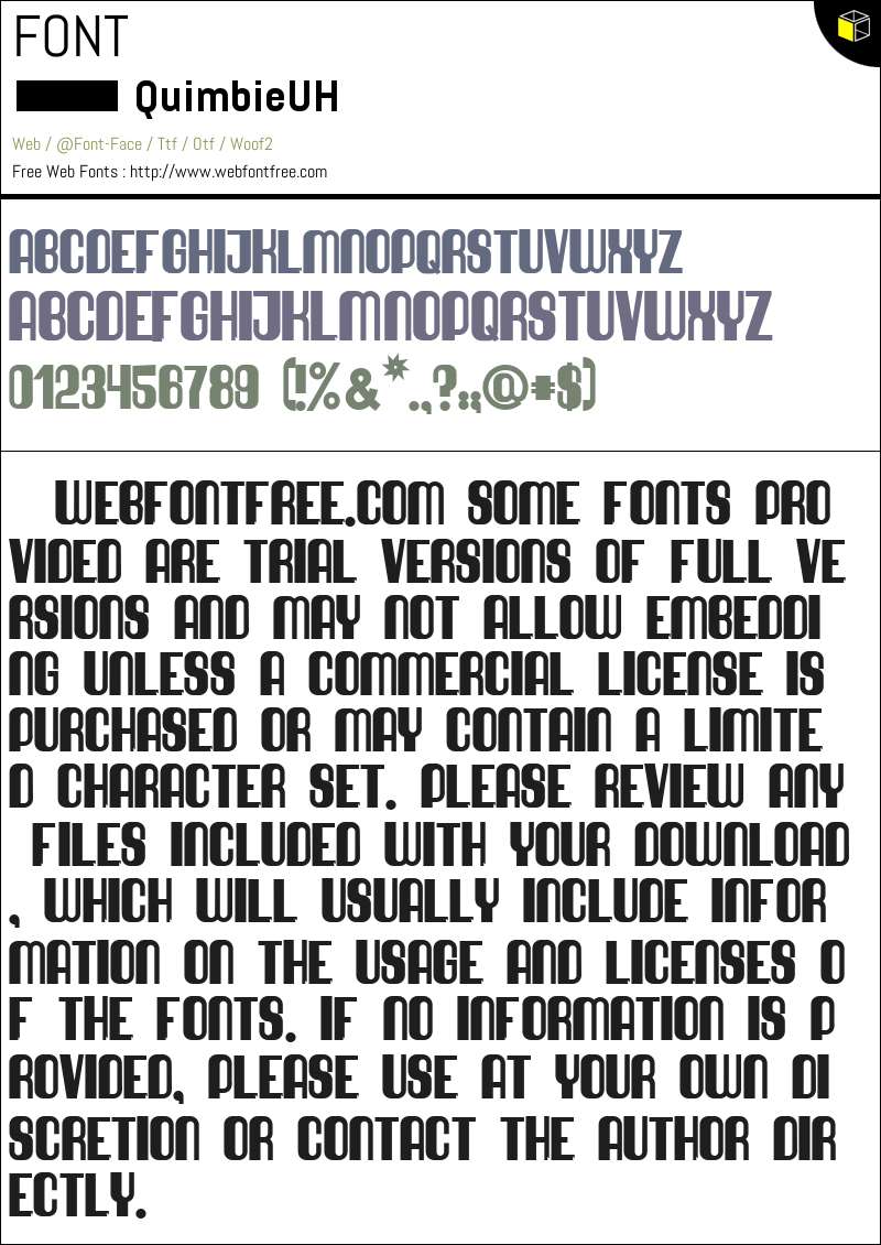 Quimbie UH Fonts Downloads - WebFontFree.Com