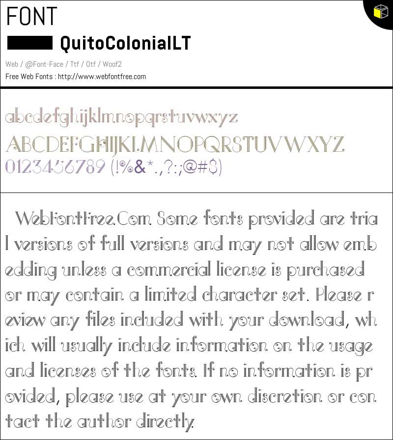Quito Colonial LT Fonts Downloads - WebFontFree.Com