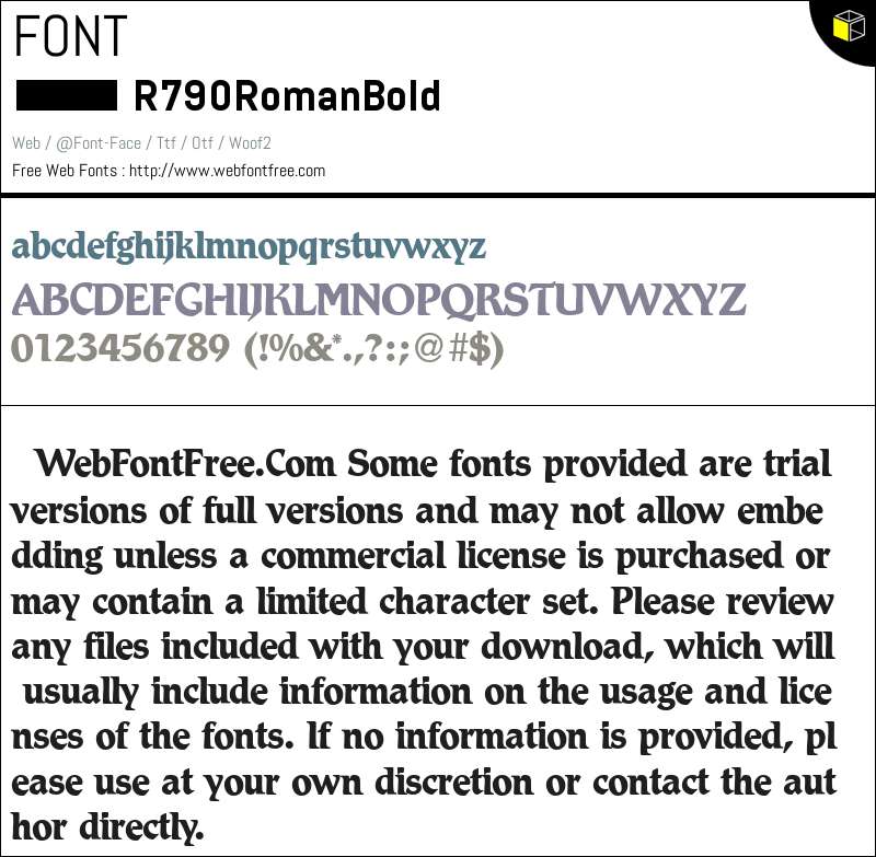 R790-Roman-Bold Fonts Downloads - WebFontFree.Com