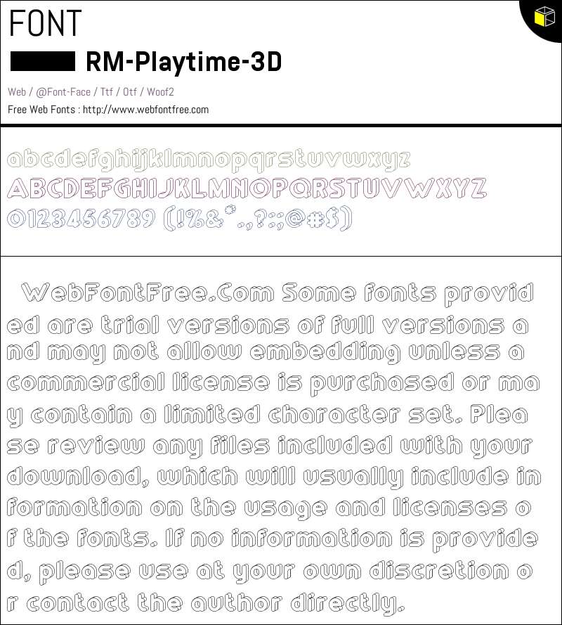 RM Playtime 3D Regular Fonts Downloads - WebFontFree.Com