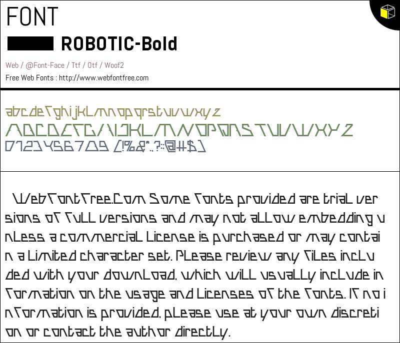 ROBOTIC Bold Fonts Downloads - WebFontFree.Com