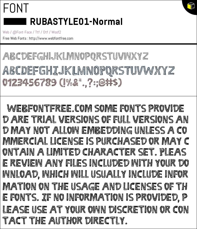 RUBA STYLE 01 Normal Fonts Downloads - WebFontFree.Com