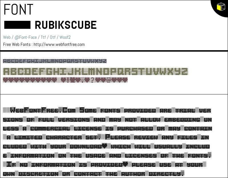 RUBIKS CUBE Fonts Downloads - WebFontFree.Com
