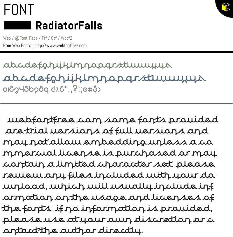 Radiator Falls Fonts Downloads - WebFontFree.Com