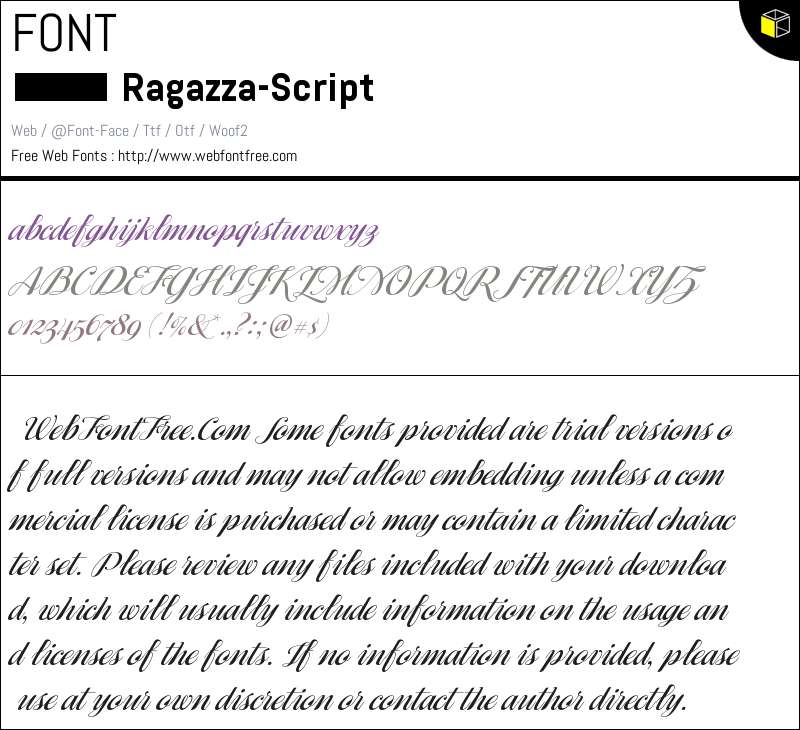 Ragazza-Script Fonts Downloads - WebFontFree.Com