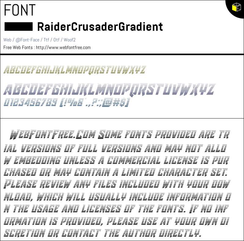 Raider Crusader Gradient Fonts Downloads - WebFontFree.Com