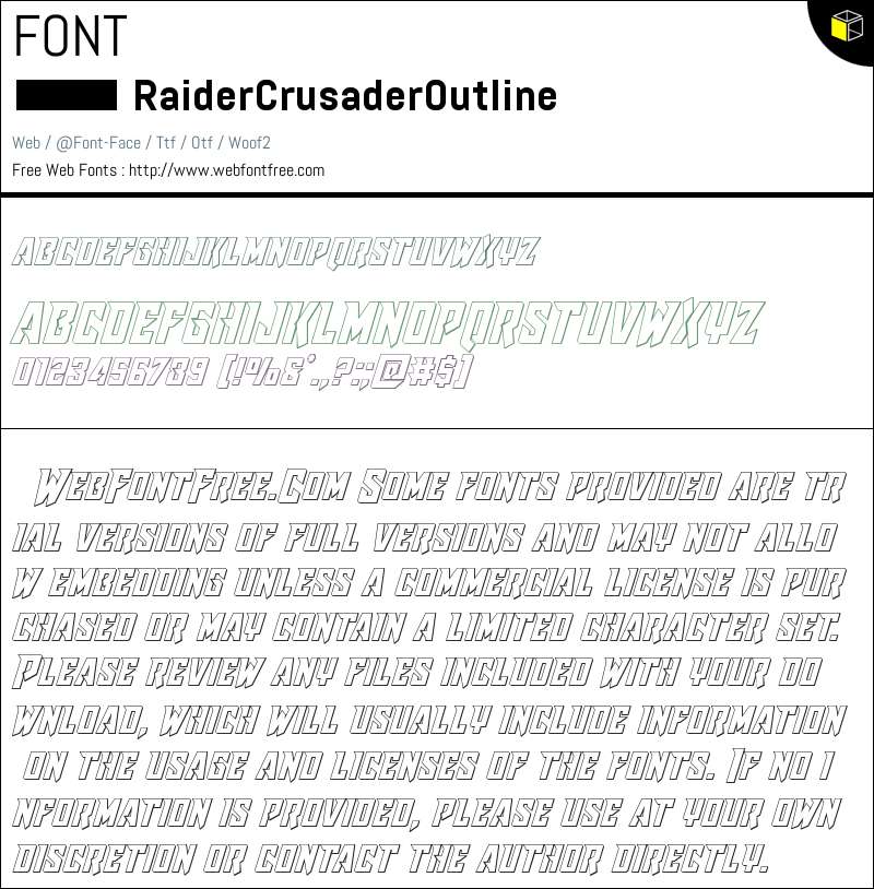 Raider Crusader Outline Fonts Downloads - WebFontFree.Com