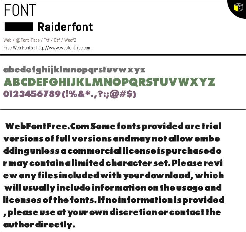 Raiderfont Fonts Downloads - WebFontFree.Com