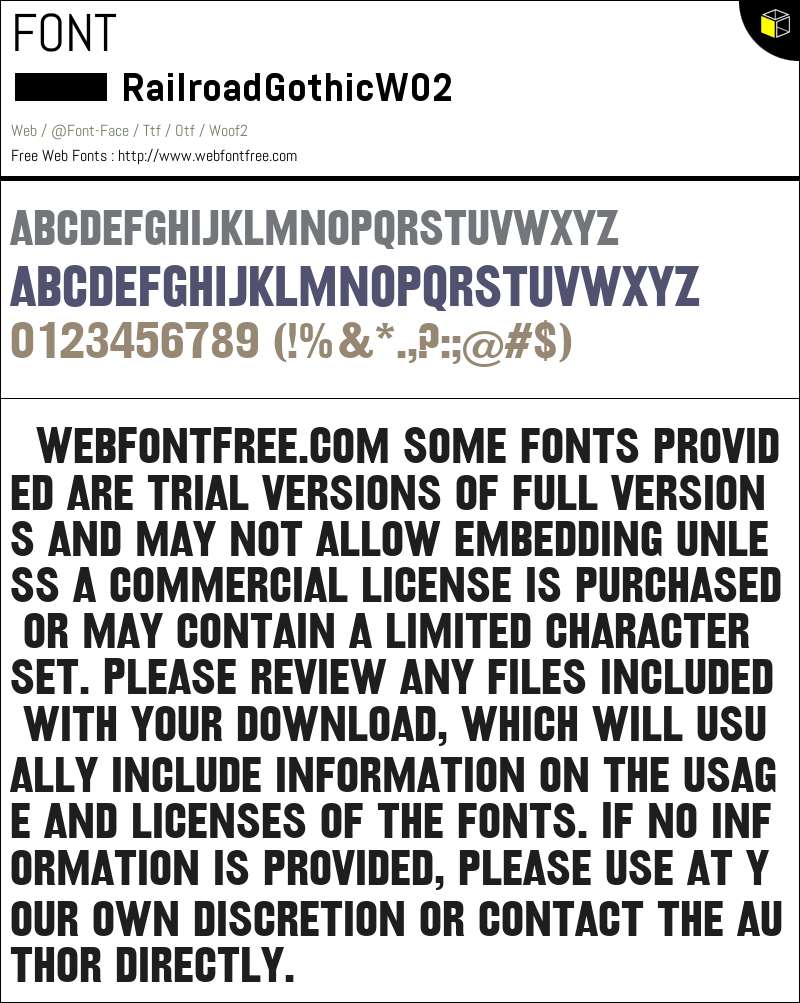 Railroad Gothic W02 Fonts Downloads - WebFontFree.Com