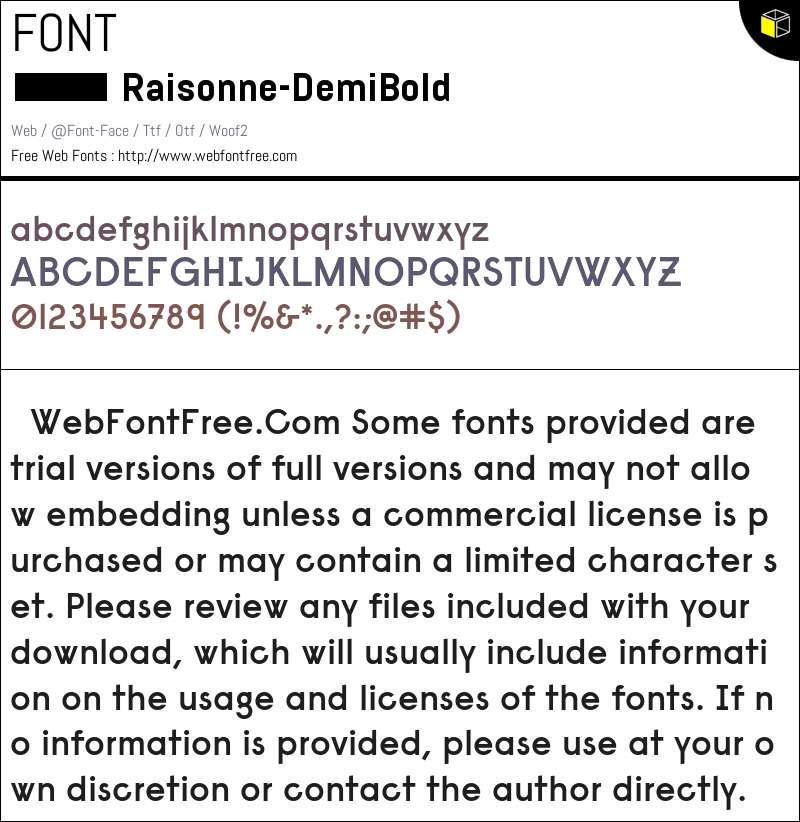 Raisonne DemiBold Fonts Downloads - WebFontFree.Com