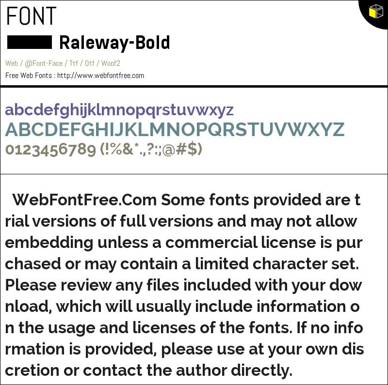 Raleway Bold 字体 下载 - WebFontFree.Com