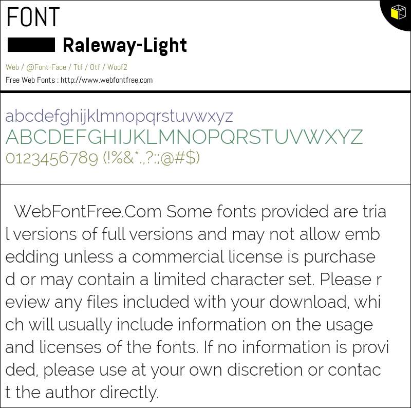 Raleway Light Fonts Downloads - WebFontFree.Com