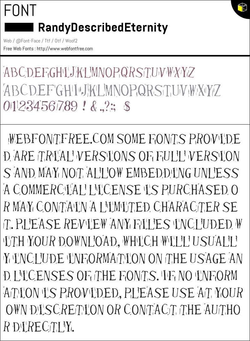 Randy Described Eternity Fonts Downloads - WebFontFree.Com