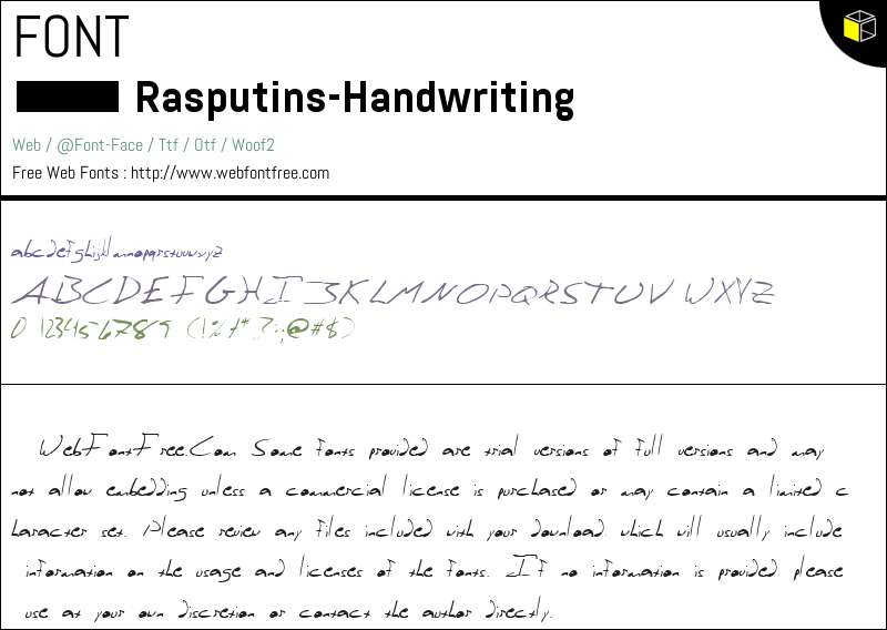 Rasputin's Handwriting Fonts Downloads - WebFontFree.Com