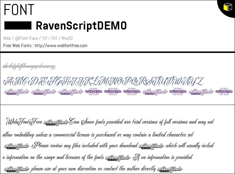 Raven Script DEMO Fonts Downloads - WebFontFree.Com