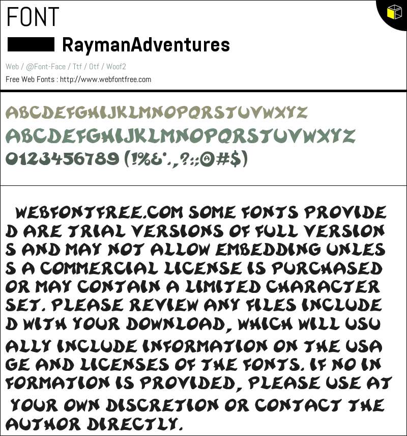 Rayman Adventures Fonts Downloads - WebFontFree.Com