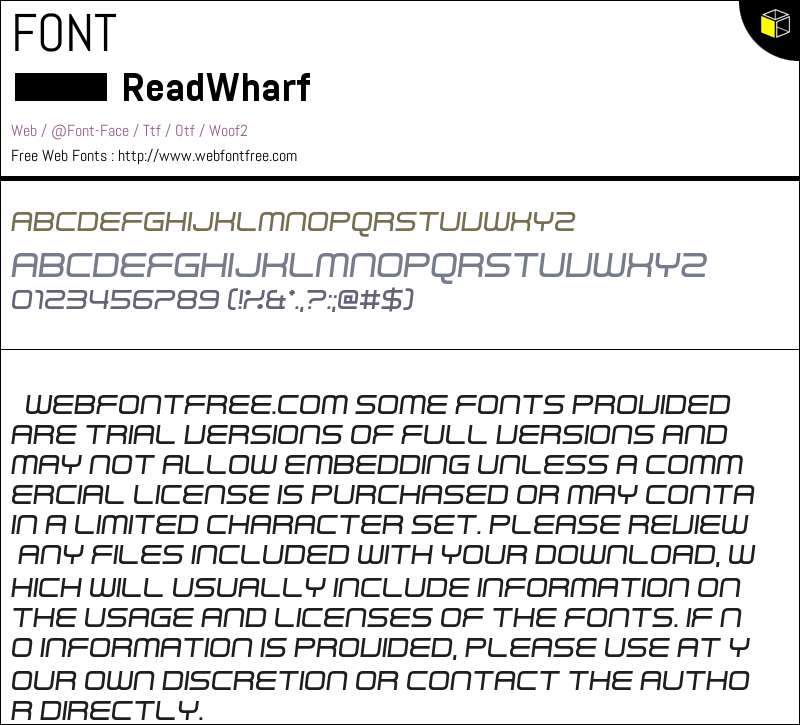 Read Wharf Fonts Downloads - WebFontFree.Com