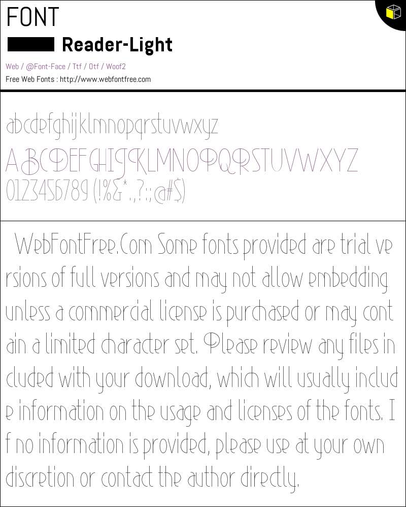 Reader-Light Fonts Downloads - WebFontFree.Com