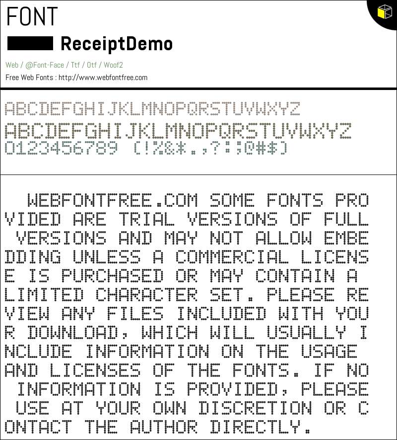 Receipt Demo Fonts Downloads - WebFontFree.Com