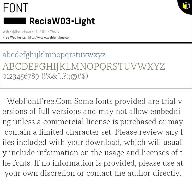 Recia W03 Light Fonts Downloads - WebFontFree.Com