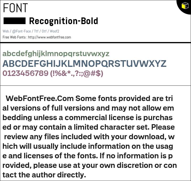 Recognition Bold Fonts Downloads - WebFontFree.Com